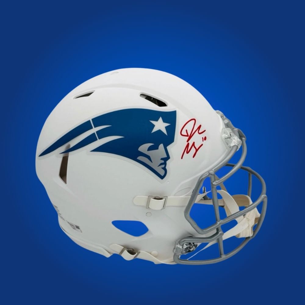 Drake Maye Signed New England Patriots Authentic Whiteout Helmet ...